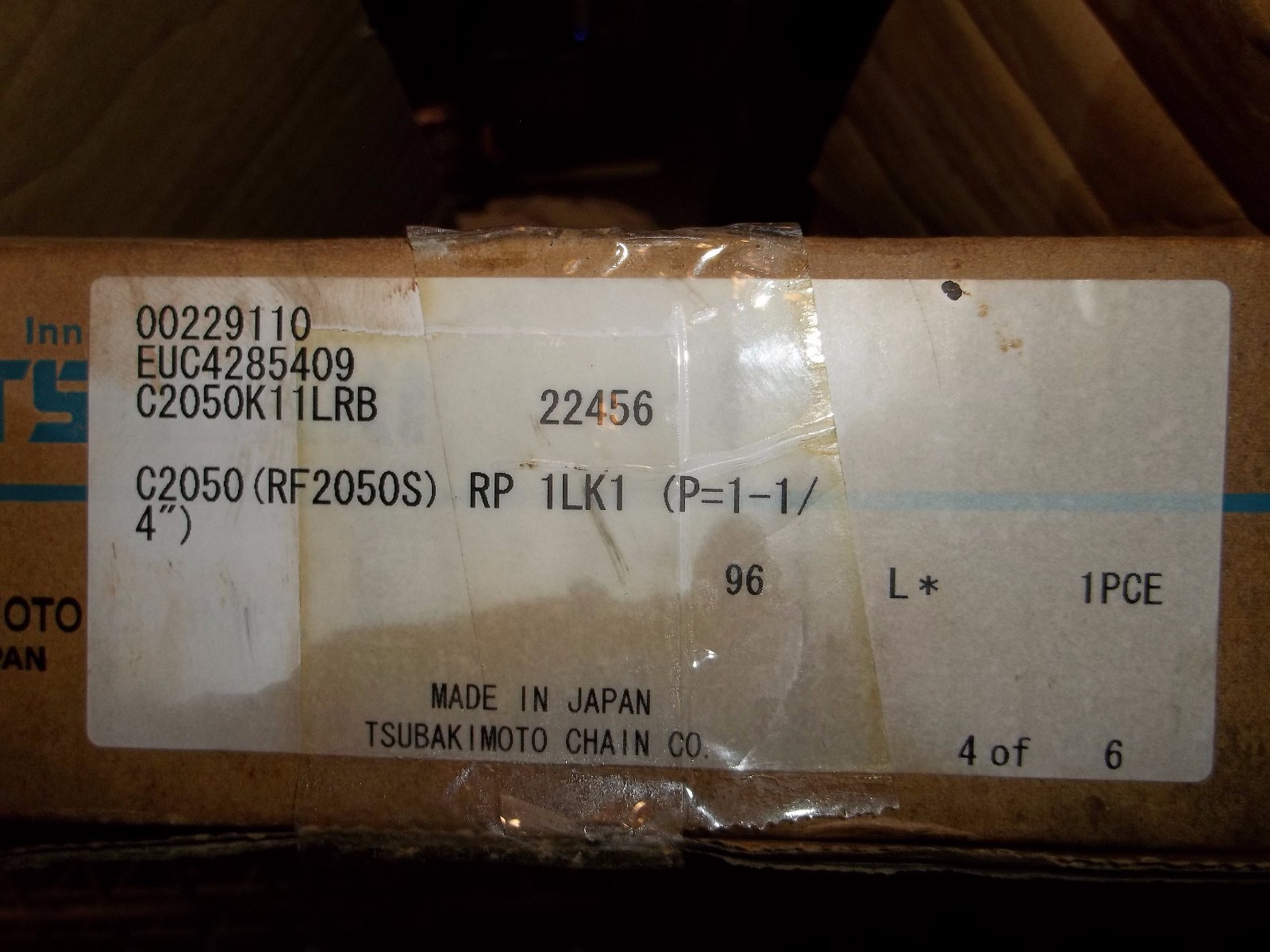 TSUBAKI CONVEYOR CHAIN C2050 C2050K11LRB 4" EUC4285409 10' FOOT FT ...