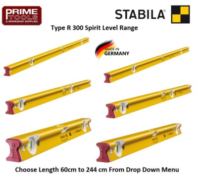 Stabila R-Type 300 Professional Spirit Level 3 Vial Choose 60cm - 244cm ...
