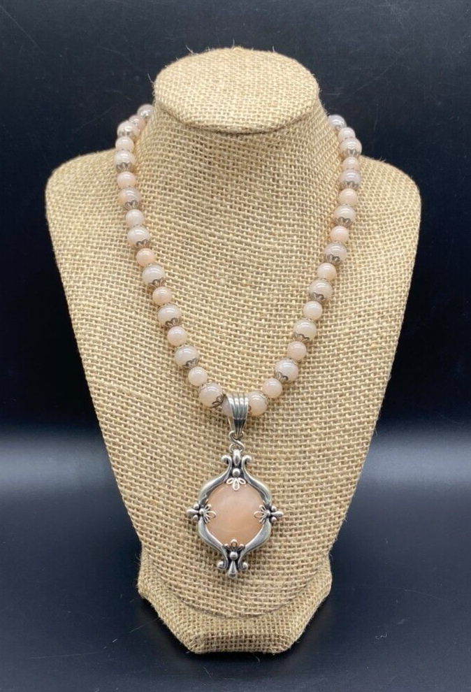 CAROLYN POLLACK-Sterling Silver Chunky Rose Quartz Bead Enhancer ...