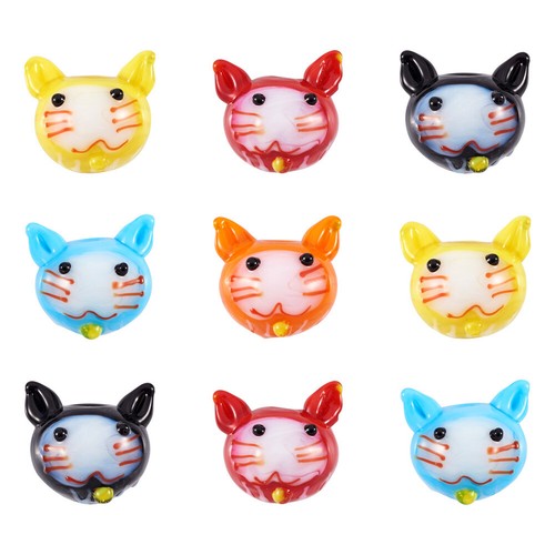 10pcs Handmade Lampwork Cartoon Cat Beads Smooth Cute Loose Spacer ...