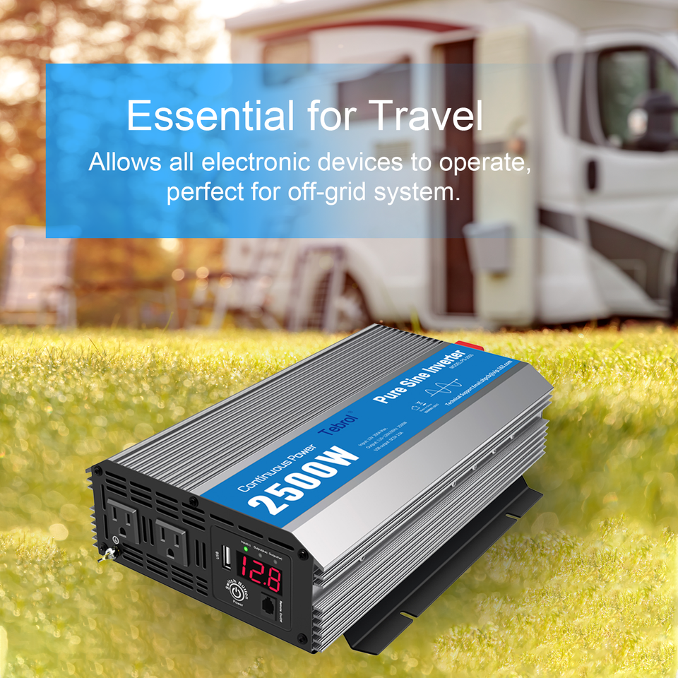 2500 Watt Pure Sine Wave Power Inverter 12V DC to 110V 120V AC ...