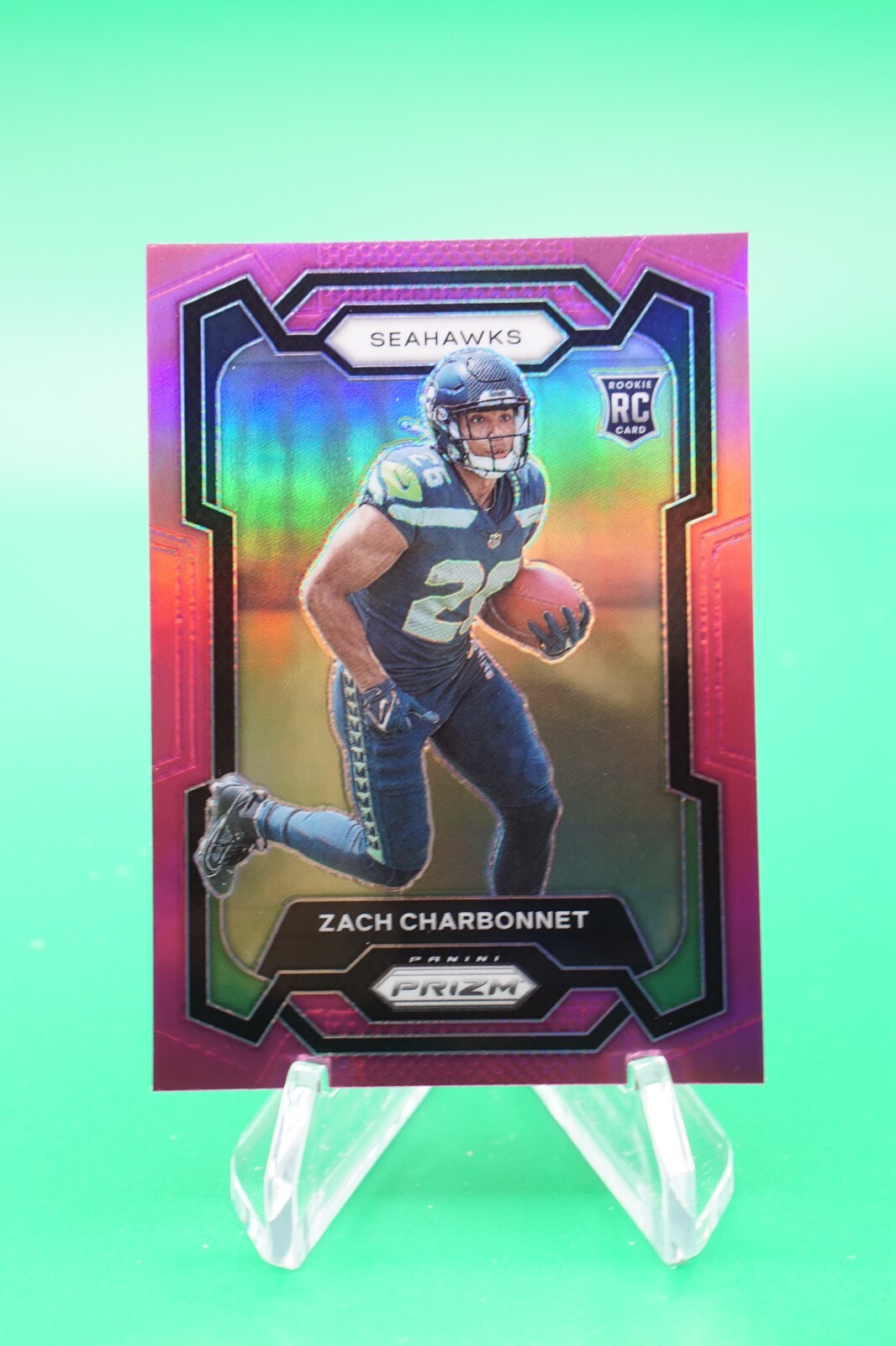 2023 Prizm Rookies Prizm Pink #392 Zach Charbonnet Seattle Seahawks JW1 ...