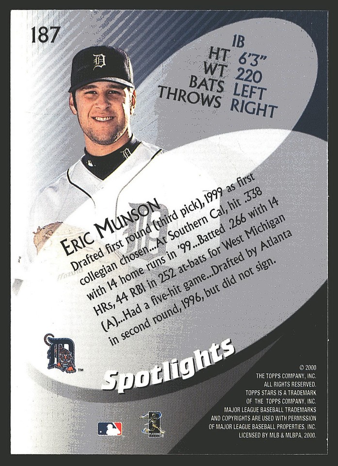 2000 Topps Stars #187 Eric Munson | eBay
