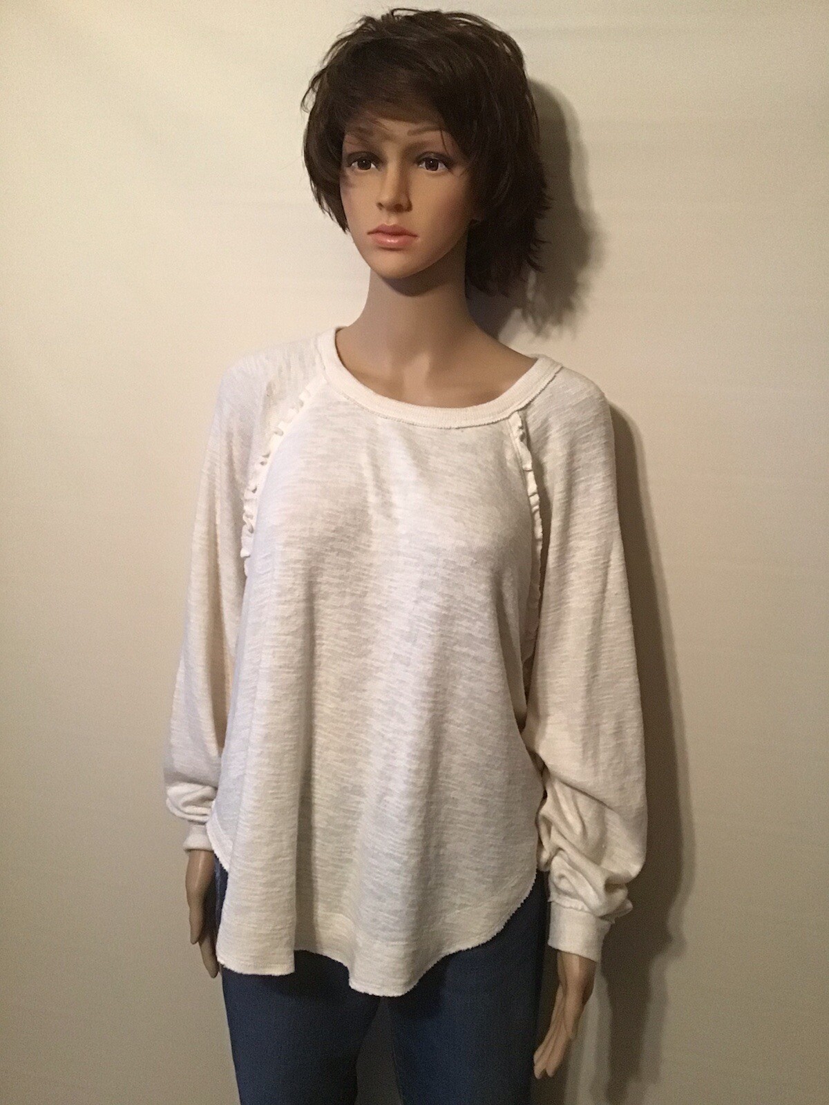 pilcro anthropologie Ruffled Raglan Thermal Top, Cream Size:large | eBay
