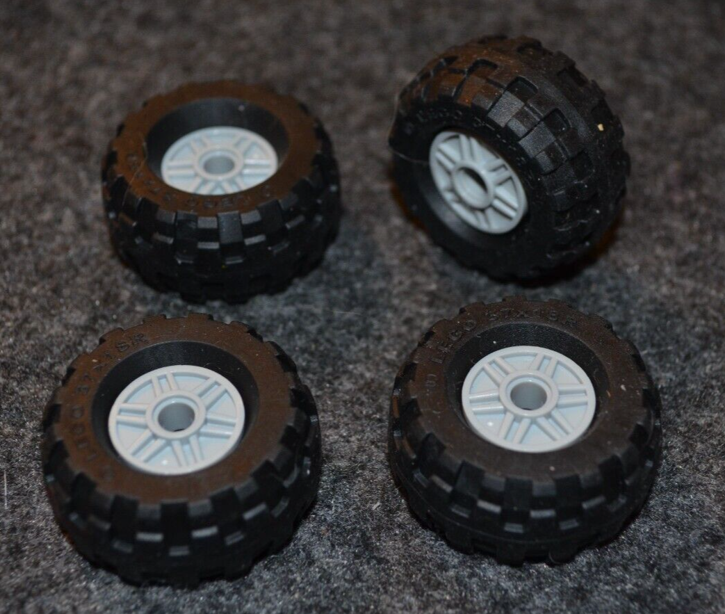 (4) 37 x18 R Lego Tires with Gray Rims ~ NEW Lego Parts ~ Truck, SUV or ...