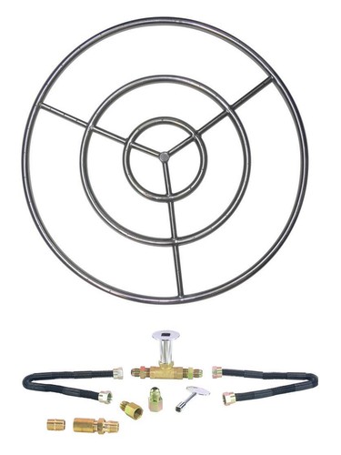 Dreffco Stainless Steel Gas Fire Pit Burner Ring w/ Deluxe Connection ...