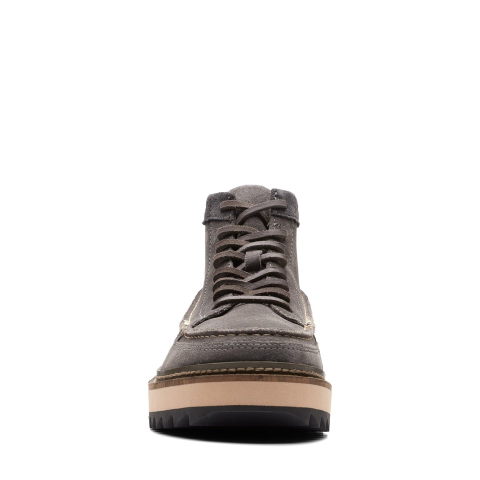 Clarks Mens Clarkhill Mid Grey Oiled Suede Casual Boots Shoes | eBay