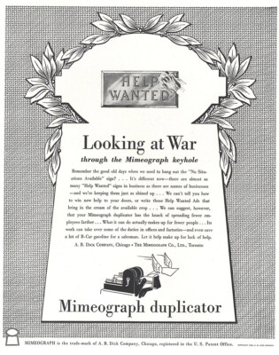 1944 Mimeograph Duplicator: Looking At War Vintage Print Ad | eBay