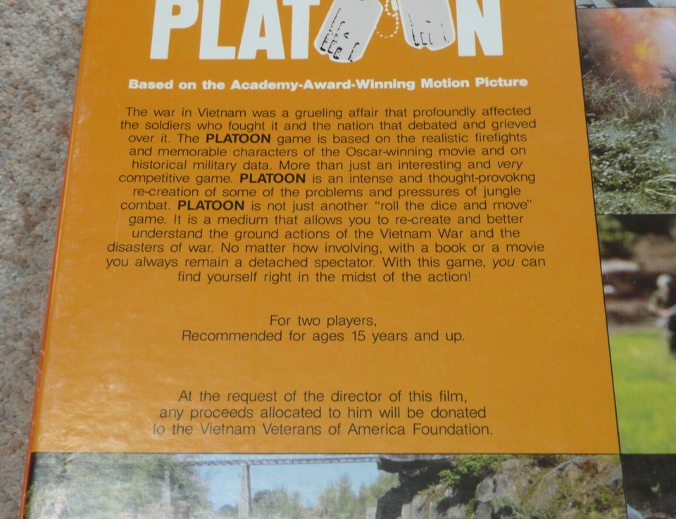 1986 Platoon Avalon Hill Vietnam Survival War Game Unpunched OOP | eBay