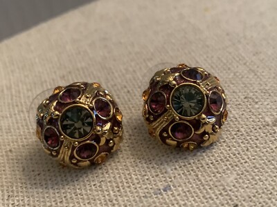 Joan Rivers Multi Color Rhinestone Gold Tone Bezel Set Dome Design ...