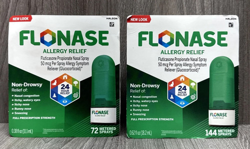 PACK OF 2 ~ Flonase Allergy Relief Nasal Spray 72 + 144 Metered Sprays ...