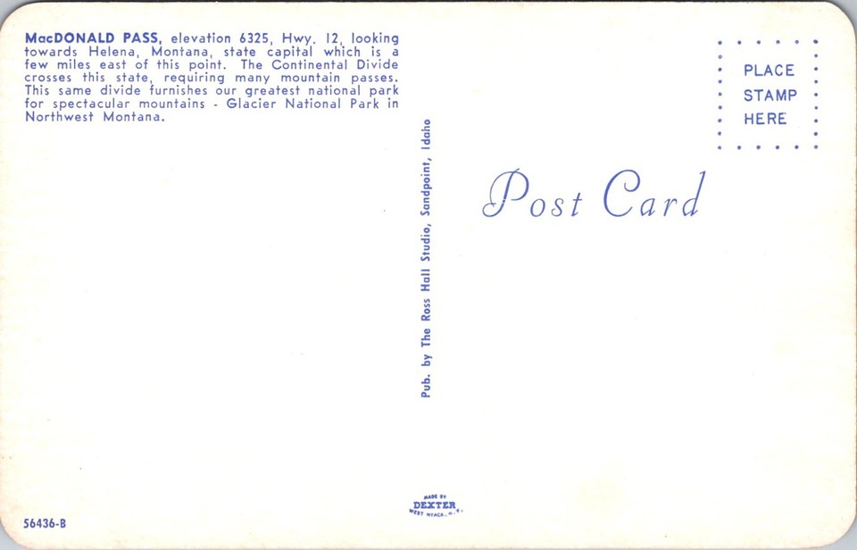 View of MacDonald Pass Near Helena MT Vintage Postcard P39 | eBay