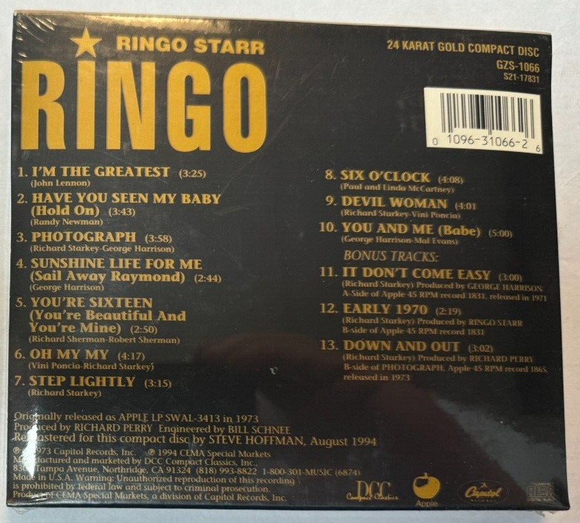 Ringo Starr - Ringo 3 Bonus Tracks DCC 24 Karat Gold CD Factory Sealed | eBay