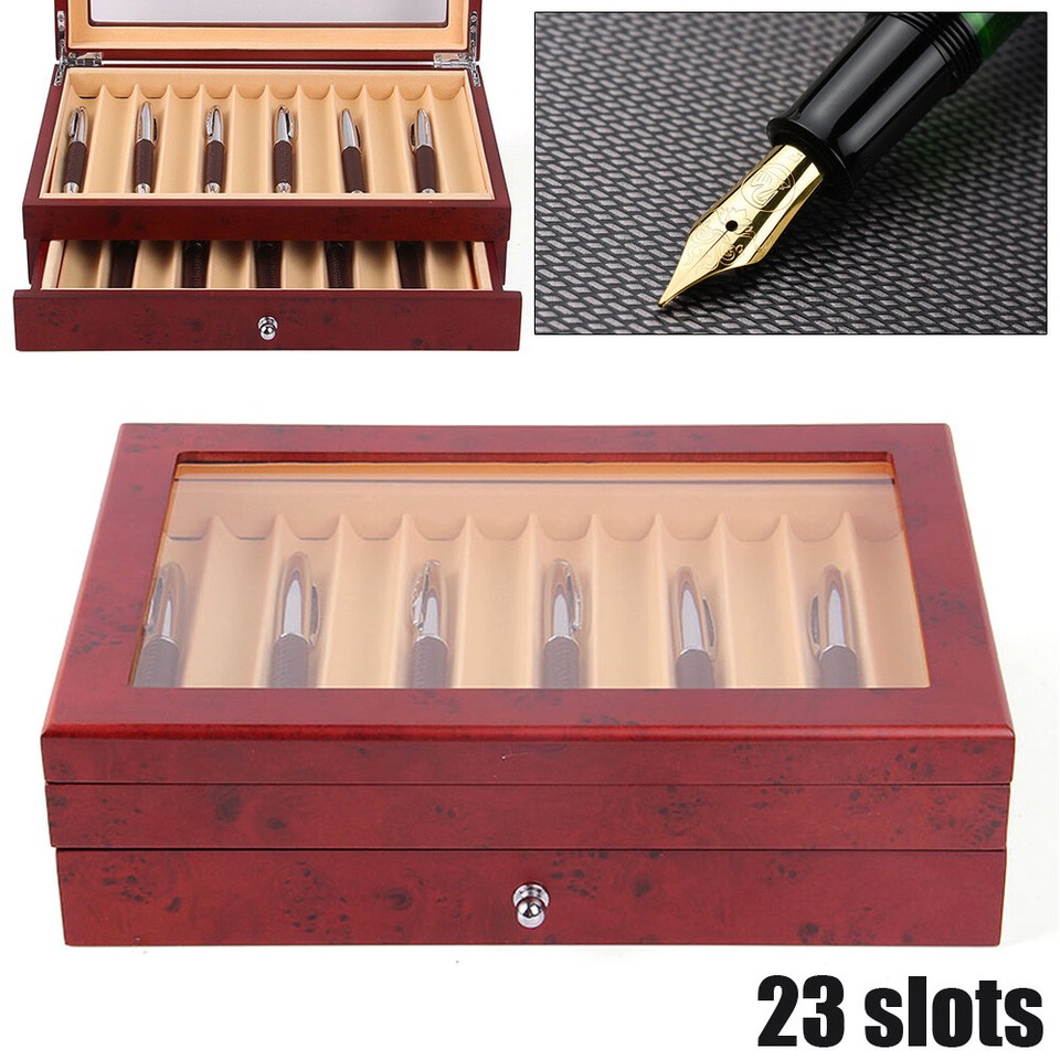 Fountain Pen Wooden Display Case Organizer Pen Storage Box Holder 12 / ...