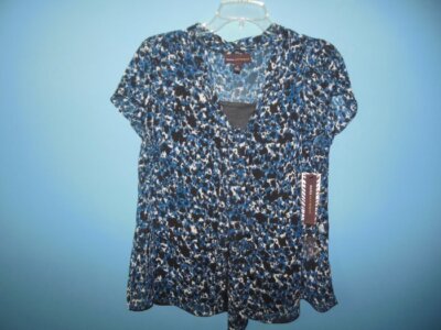 NWT Ladies Dana Buchman Blouse Large Blue w Black Cami | eBay