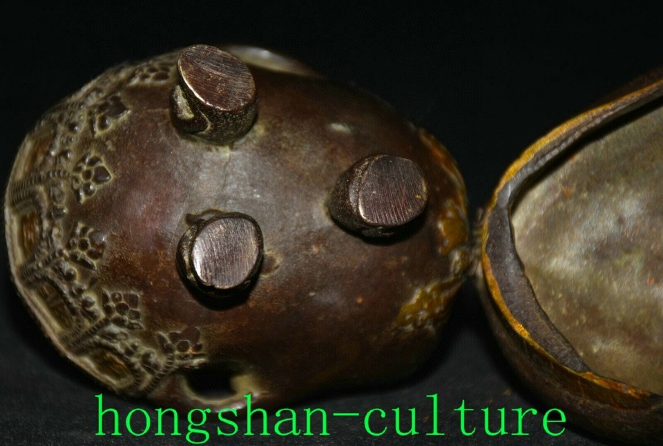 5'' Old Tibet Bronze Gilt Skull Skeleton Head Magic Pestle Incense ...