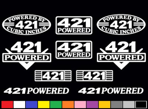 10 DECAL SET 421 CI V8 POWERED PMD SD ENGINE STICKERS EMBLEMS VINYL ...