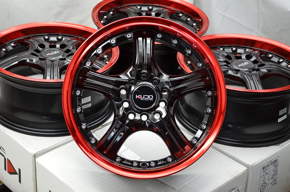 15x6.5 Black Red Wheels Rims Fit Scion tC xB Impreza Corolla Matrix ...