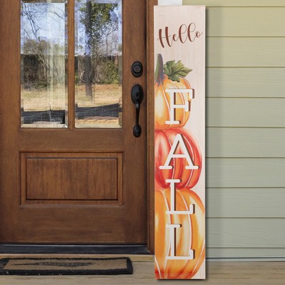 Glitzhome 42" Hello Fall Wooden Large Porch Sign Thanksgiving Door ...