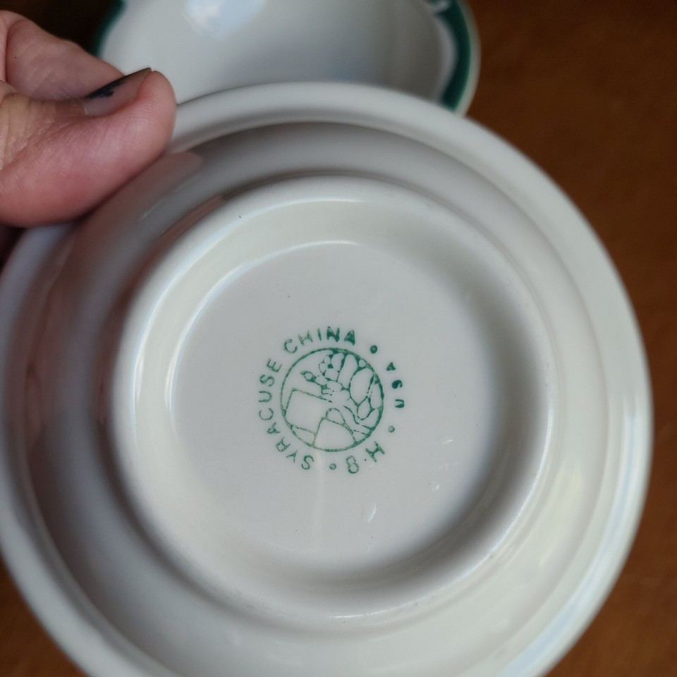 Syracuse China Restaurant Ware Green Wave Crest Berry Small Dessert ...