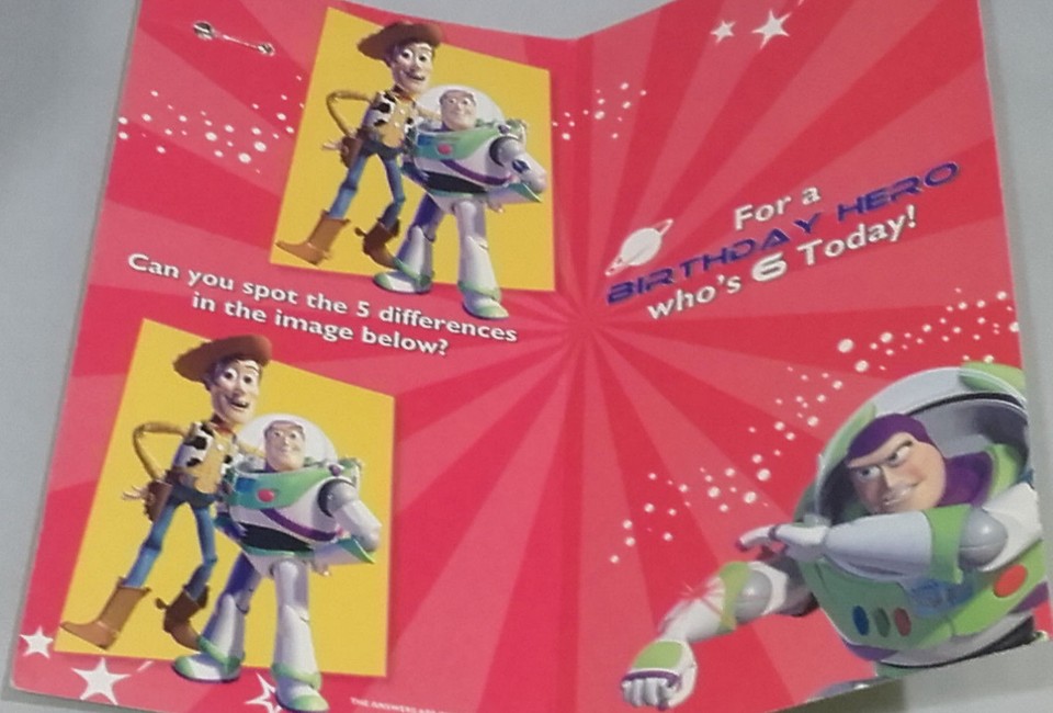 Disney Toy Story Birthday Card Buzz Lightyear Birthday Card Age 6 with ...