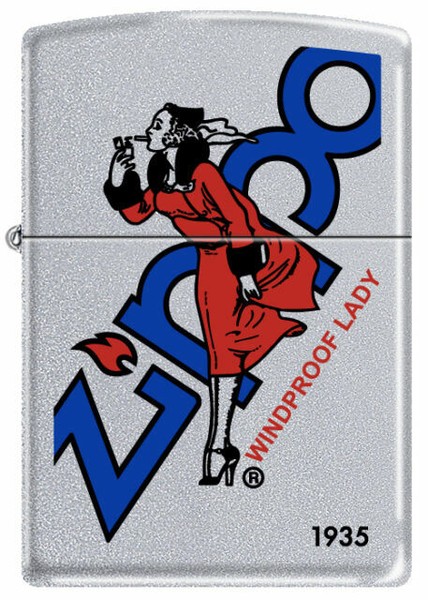 Zippo Windproof Lady 1935 Satin Chrome Windy Girl Lighter RARE Hard to ...