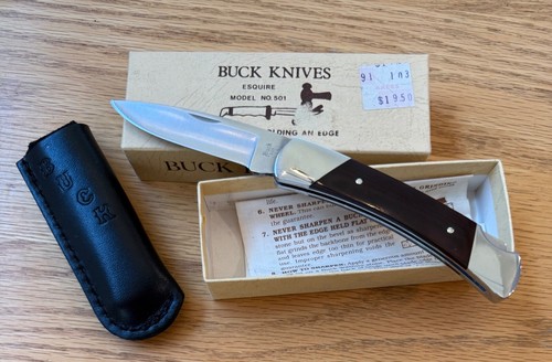 PRE DATE CODE BUCK MICARTA 501 ESQUIRE KNIFE NEVER USED IN BOX N21 | eBay