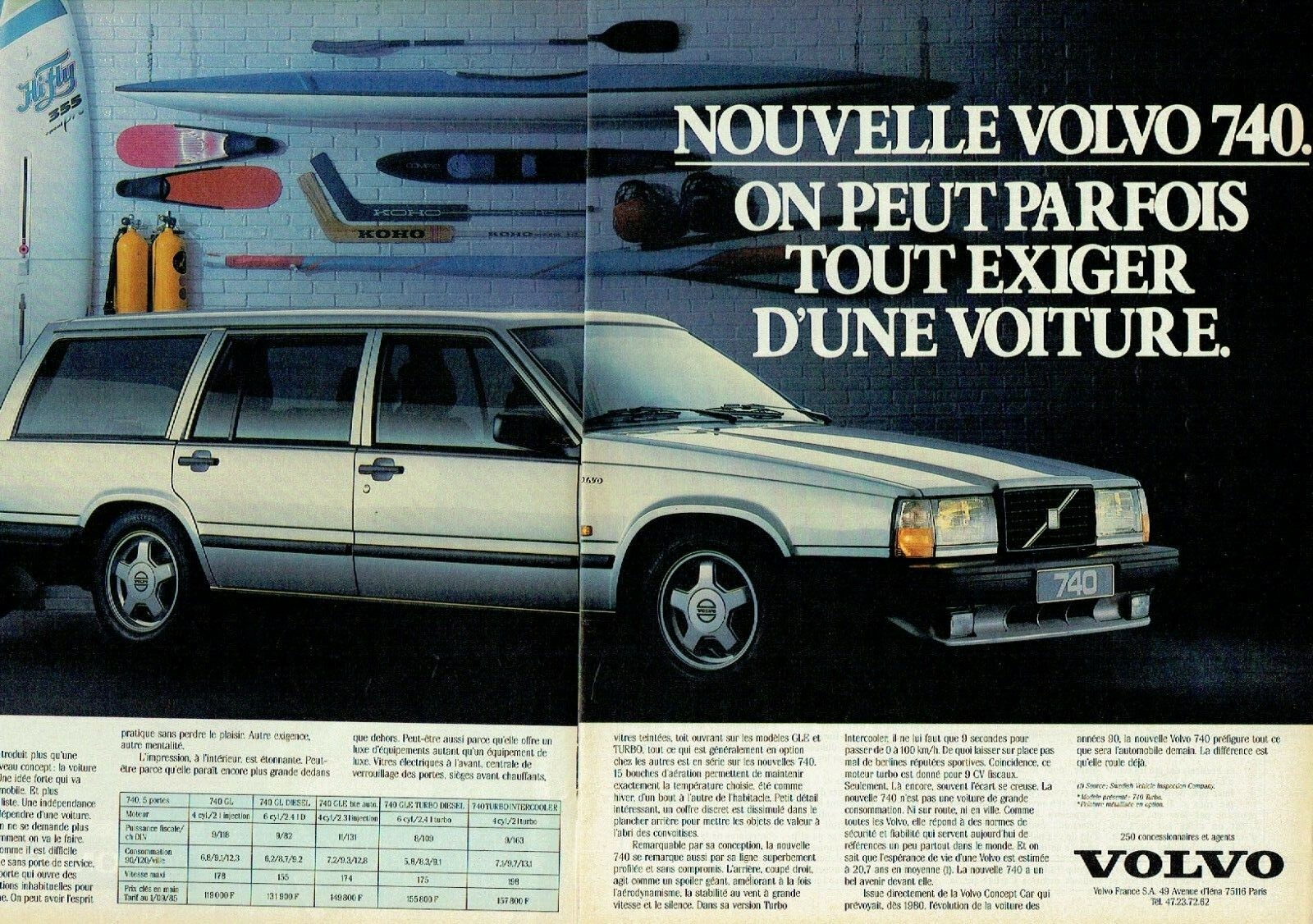 Publicité Advertising 1220 1985 nouvelle Volvo 740 GLE Turbo 5, portes ...