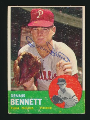1963 Topps #56 DENNIS BENNETT (Philadelphia Phillies) *AUTOGRAPHED* d ...