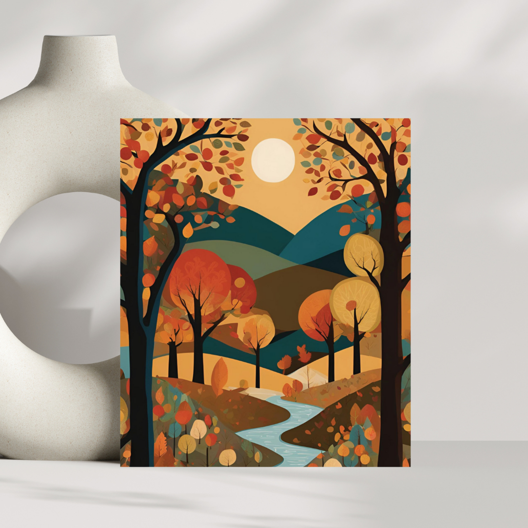 Fall Folk Art Poster, Autumn Wall Decor, Rustic Home Decor, Country ...
