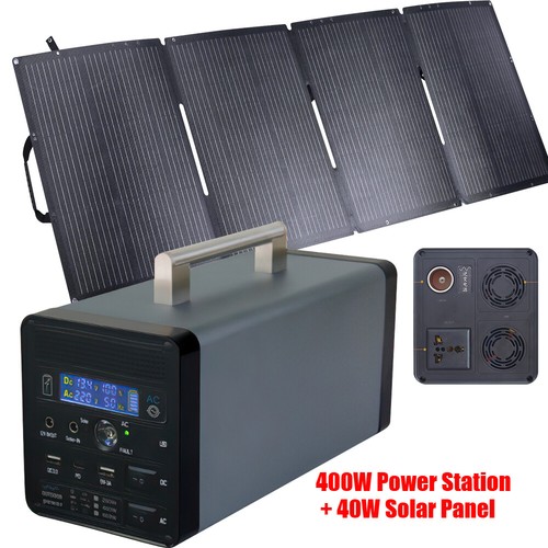 200W 400W Power Station Portable Solar Generator +40W Solar Panel Kit ...