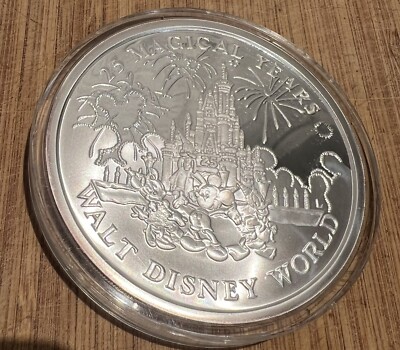 1971 Walt Disney 25 Magical Years 5oz .999 Pure Fine Silver Round ...