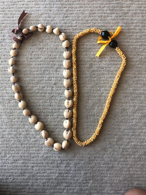 **1 HAWAIIAN AUTHENTIC KUKUI NUT LEI & 1 SHELL LEI Aloha Symbol of Love ...