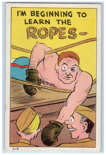c1930's I'm Beginning To Learn The Ropes WWII Comic Humor Boxing ...