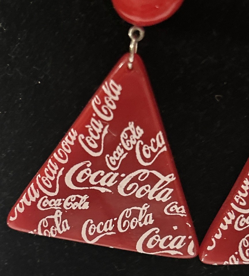 Vintage Coca Cola Drop Dangle Lucite Pierced Earrings Coca Cola ...