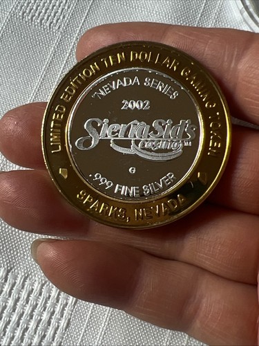 Sierra Sid's $10 Gaming Casino Token .999 Fine Silver “Lake Tahoe” | eBay