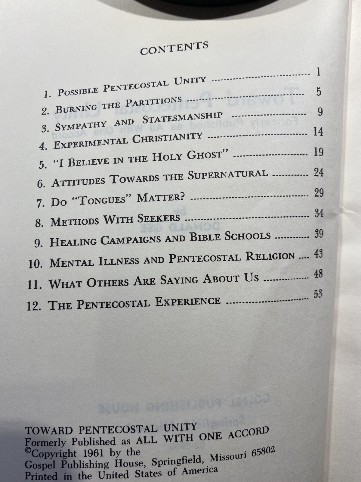 Toward Pentecostal Unity - Donald Gee - 1961 - 61 pages - Assemblies of ...