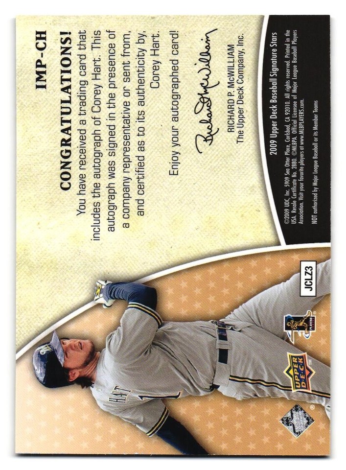 2009 Upper Deck Signature Stars #IMP-CH Corey Hart Impressions ...
