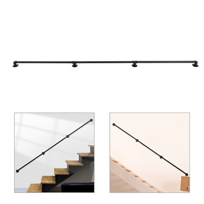 9FT 3-Section Stair Handrail Metal Staircase Handrail Industrial Hand ...