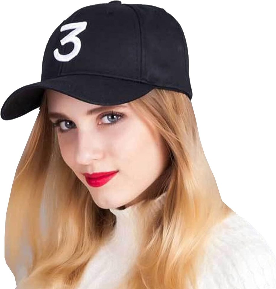 Number 3 Baseball-Cap White 3 Embroidered Dad Hat Black One Size, | eBay