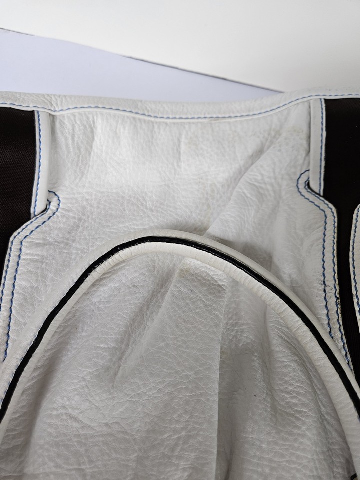 White FRANCESCO BIASIA Extra Large Leather SATCHEL Tote HAND BAG Purse ...