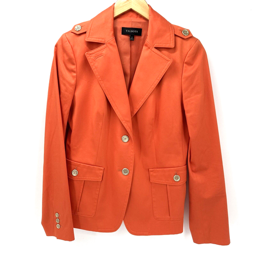 Talbots Blazer Womens 6 Orange Lined Classic Coastal Gracie Fit 2 ...