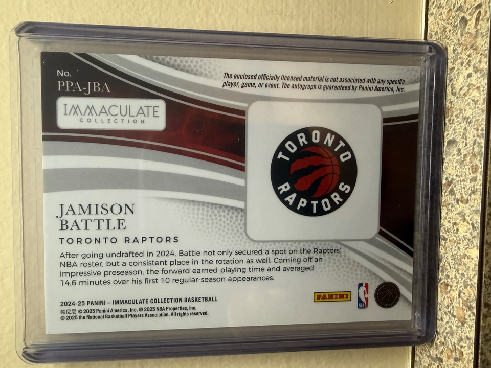 2024-25 Jamison Battle Patch ON CARD AUTO 17/25 RC #PPA-JBA Raptors | eBay