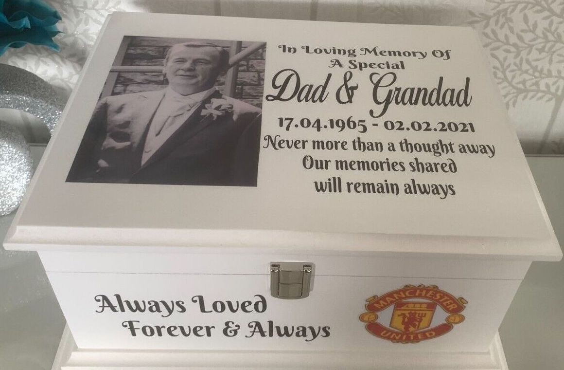 Ashes casket Lock photo on the lid Personalised urn Memory Memorial box ...