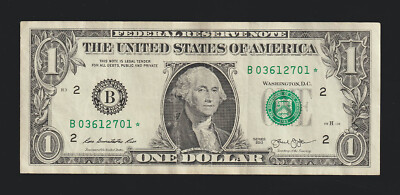 2013 B Series Duplicate - $1 Dollar Bill Star Note - FW Printed ...