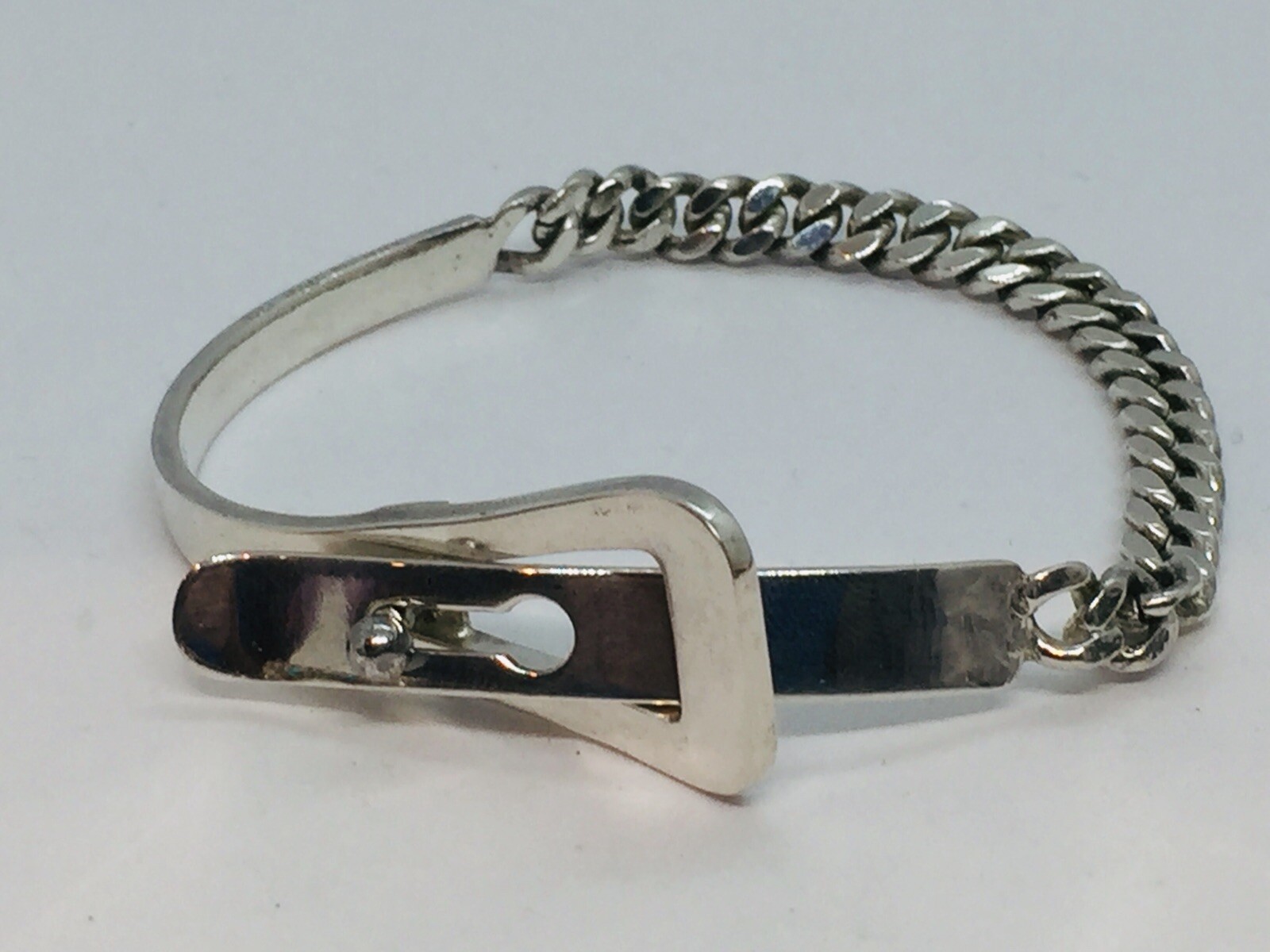 Italy Vintage Designer Signed Sterling Silver Buckle Strap Chain ...