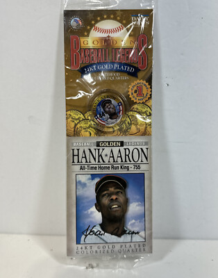 Golden Baseball Legends 24KT Gold Plated Colorized Quarter Hank Aaron ...