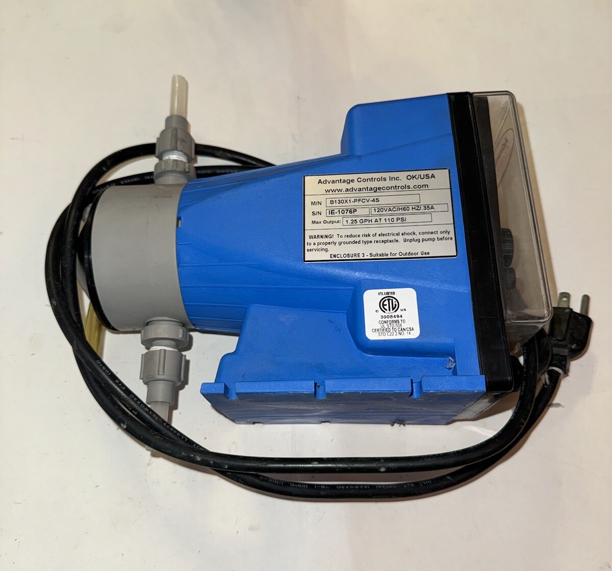 ADVANTAGE CONTROLS METERING PUMP B130X1-PFCV | eBay