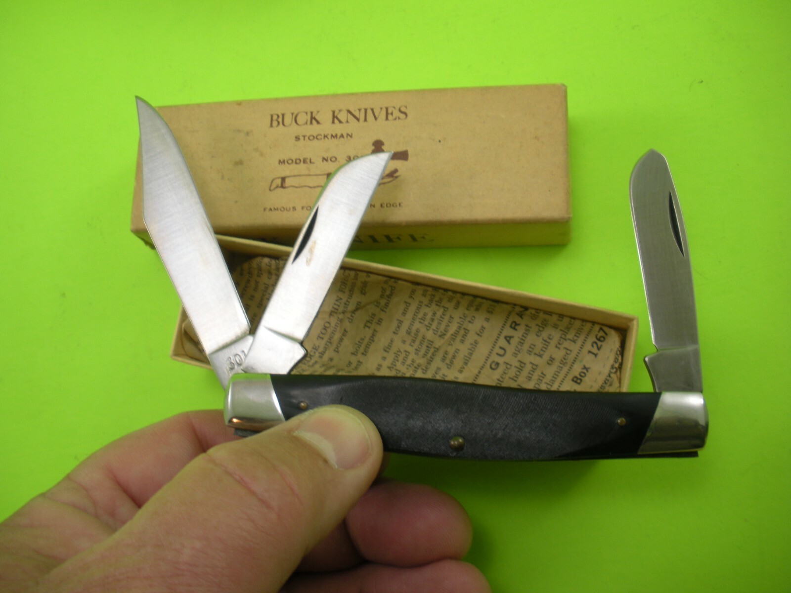 VINTAGE EARLY PRE DATE CODE BUCK 301 STOCKMAN KNIFE NEVER USED IN BOX ...