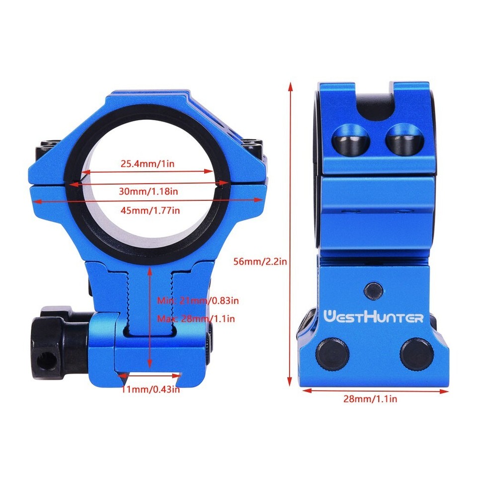 WestHunter Adjustable 11mm Dovetail Scope Mounts 1"/30mm Scope Rings ...